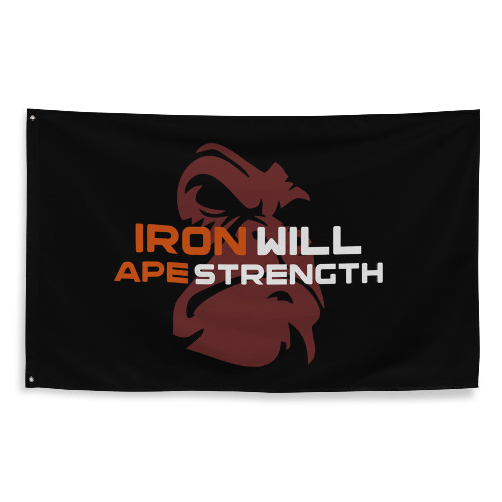 Horizontal "IRON WILL, APE STRENGTH" Flag/Banner — IRONAPE